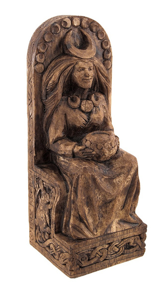 Seated Lunar Goddess Pagan Statue Wood Finish Wicca | Wish