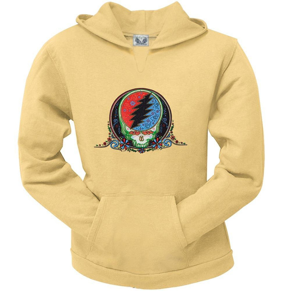 Grateful Dead - Calaveras Butter Juniors Torn Neck Hoodie - Yellow | Wish Grateful Dead - Calaveras Butter Juniors Torn Neck Hoodie - Yellow | Wish