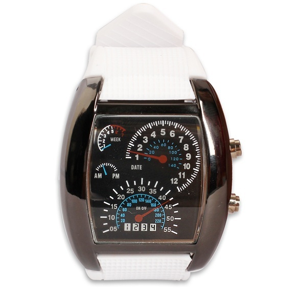 Man Fashion Stylish Men RPM Turbo Blue Flash LED Sports Car Meter Dial ...