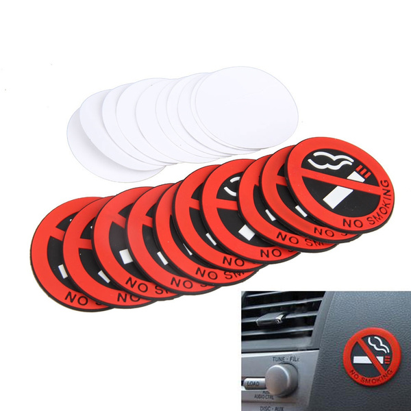 10Pcs No Smoking Sign Car Warning Smoking Rubber Sticker Door Window ...