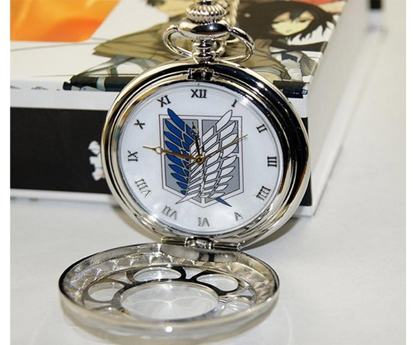 White Attack On Titan Shingeki Pocket Watch Scouting Legion Blue and ...