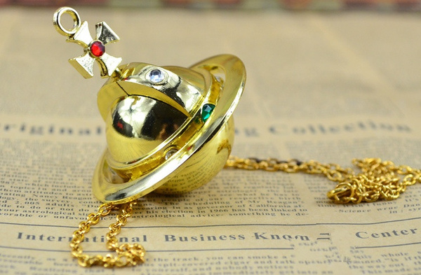 New NANA Saturn Lighter Gold Plated Pendant Chain Necklace NO FEUL ...