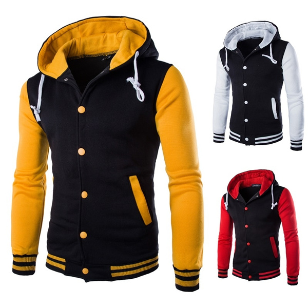 New fashion hot classic hooded baseball sweater men's leisure cardigan ...