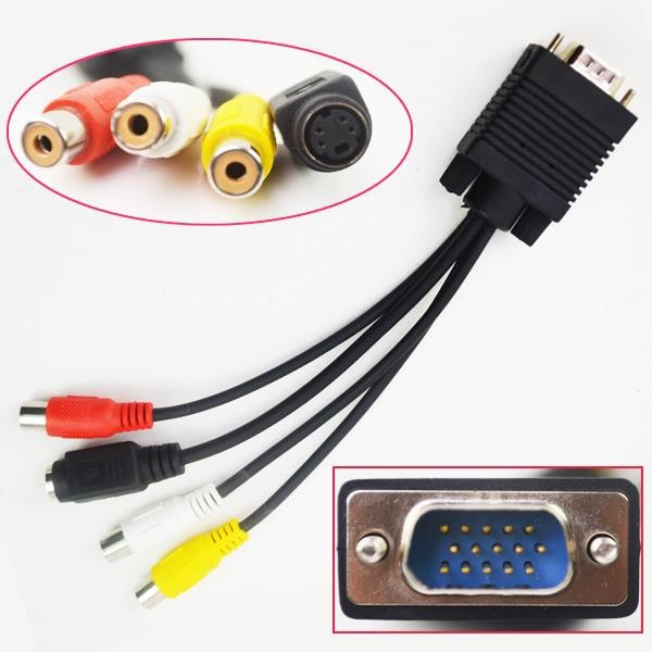 VGA SVGA to S-VIDEO 3 RCA TV AV Converter Cable Adapter Black | Wish