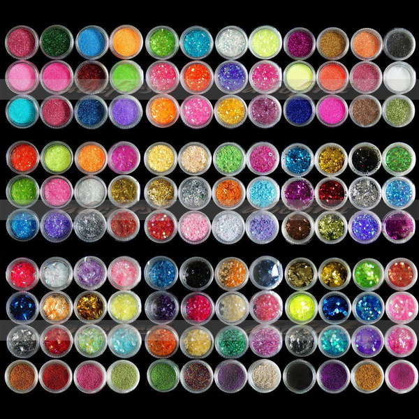 120 pcs Colorful Glitter powder Beads decoration For nail art UV gel ...