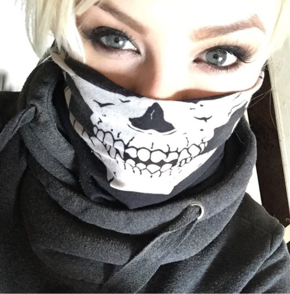 Outdoor Skull Skeleton Neck Warmer Mask Snood Bandana Bike Biker Bobber ...