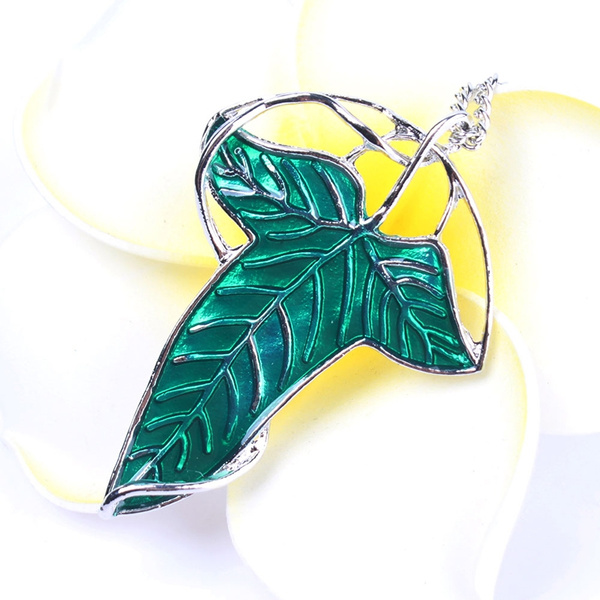 Lord of The Rings Green Leaf Elven Pin Brooch Pendant With Chain ...
