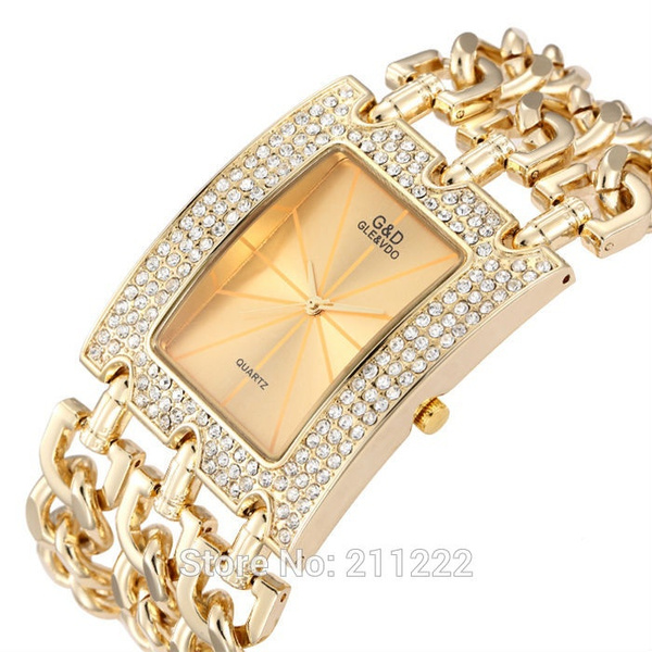 Big Heavy Crystal Stone Square Wristwatches Luxury Design Jewelry ...