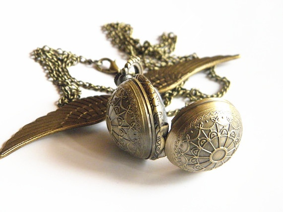harry potter spider web golden snitch pocket watch necklace jewelry | Wish