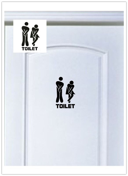 1Pc Black Removable Bathroom Toilet Entrance Sign Wall Sticker Vinyl ...