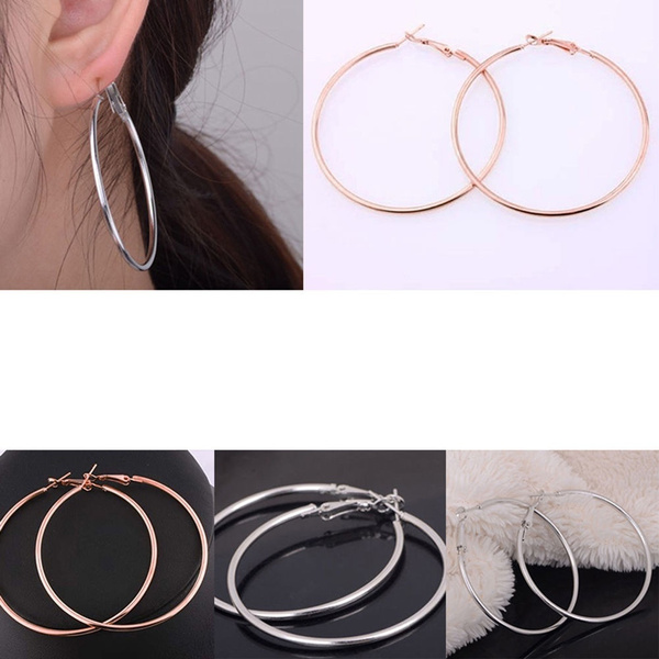 cute New Round Big Large Hoop Huggie Loop Earrings for Women | Wish