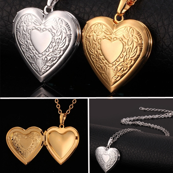 Heart Locket Necklace for Women 18K Real Gold Plated Lovely Charms MGC ...