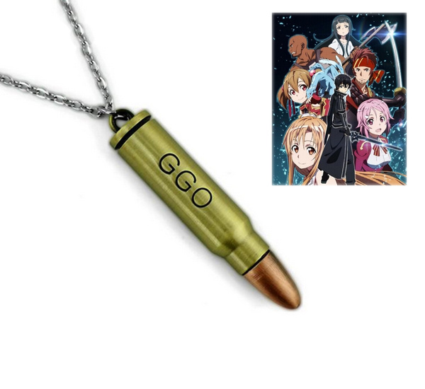 Anime Sword Art Online Necklace Bullet Pendant Necklace GGO Logo SAO ...