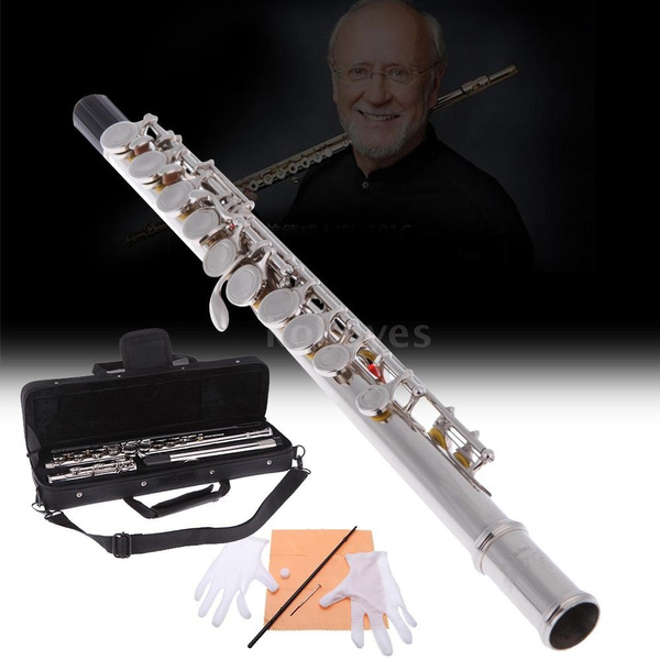 Western Concert Flute Silver Plated 16 Holes C Key Cupronickel Woodwind ...