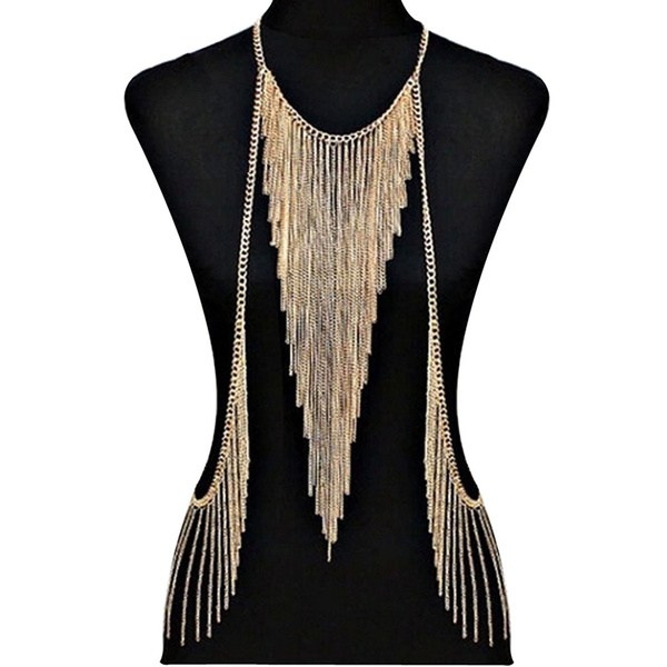 Sexy Golden Alloy Tassels Chain Peals Linkages Connections Body Chain ...