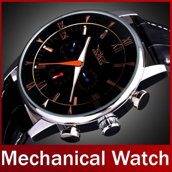 Fashion Brand Jaragar Genuine Leather Automatic Mechanical Self Wind ...