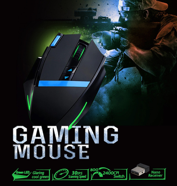 Beyondtek X-09 2.4G Wireless Gaming Mouse 2400 CPI Ergonomic Design ...