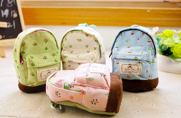 Cute Case Coin Card Backpack Purse Zipper Bag Pouch Flower Canvas New ...
