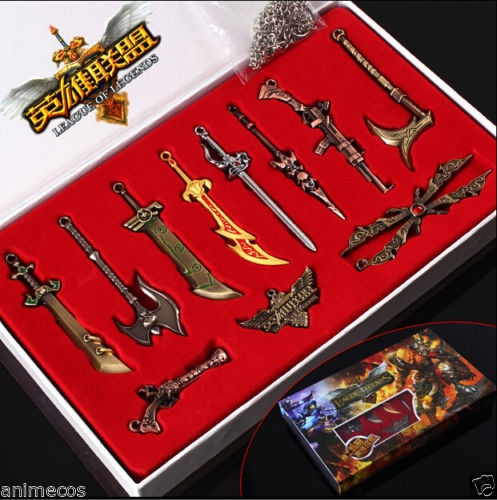 New League of Legends LOL Sword Key Chain Necklace Set 11pcs LOL ...