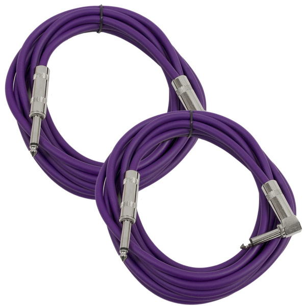 2 Pack - 10' Purple Guitar Cable TS 1/4" to Right Angle - Instrument ...