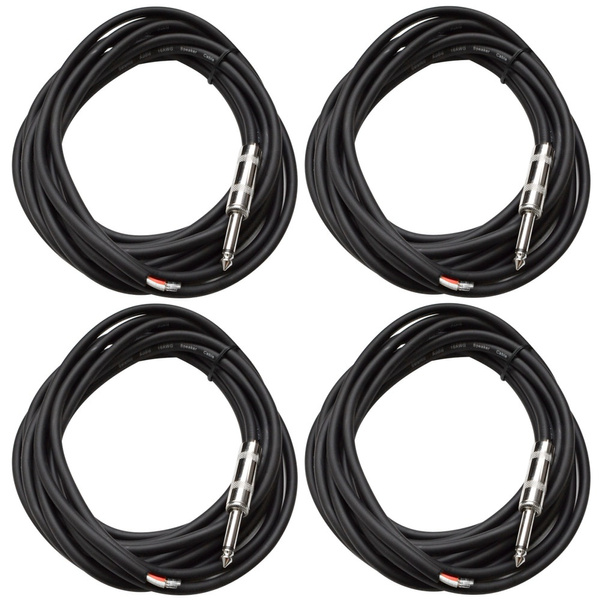 4 SEISMIC AUDIO 15' Raw Wire-1/4" PA/DJ SPEAKER CABLES | Wish