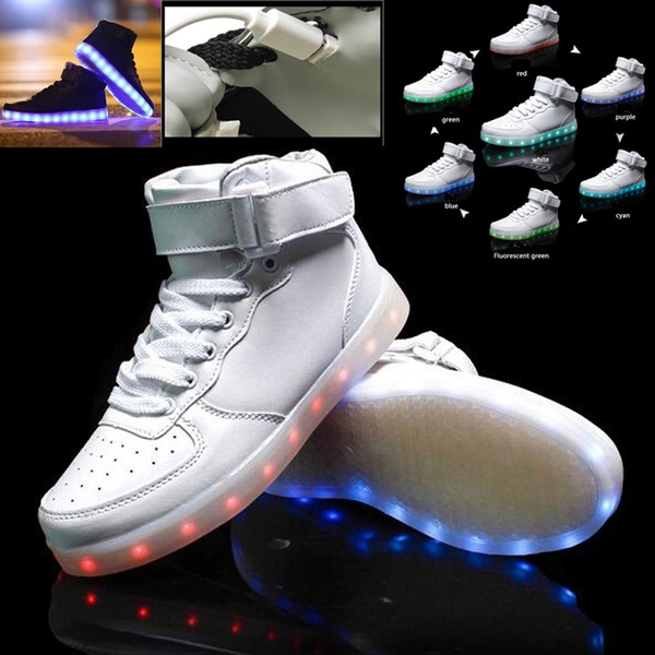 Latest Fashion USB Charge LED lighted High Top Leather Shoes Sneakers ...