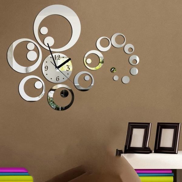 23 Pcs/Set DIY Home Decor Mirror Wall Stickers Clock Living Room Wall ...