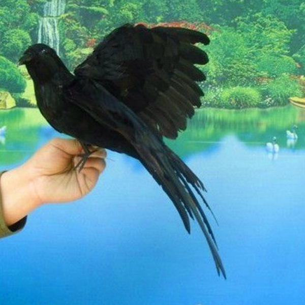 Fake Artificial Crow Raven Bird Realistic Taxidermy Home Garden Decor ...
