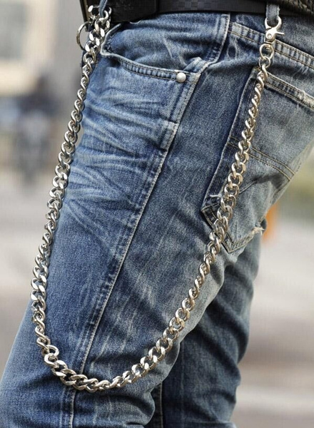 punk metal belt male jeans baggy jeans trousers chain wholesale Street ...