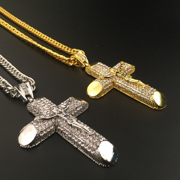 New Charm Cross Jesus Iced Out Hip Hop Pendant Necklace Crucifix ...
