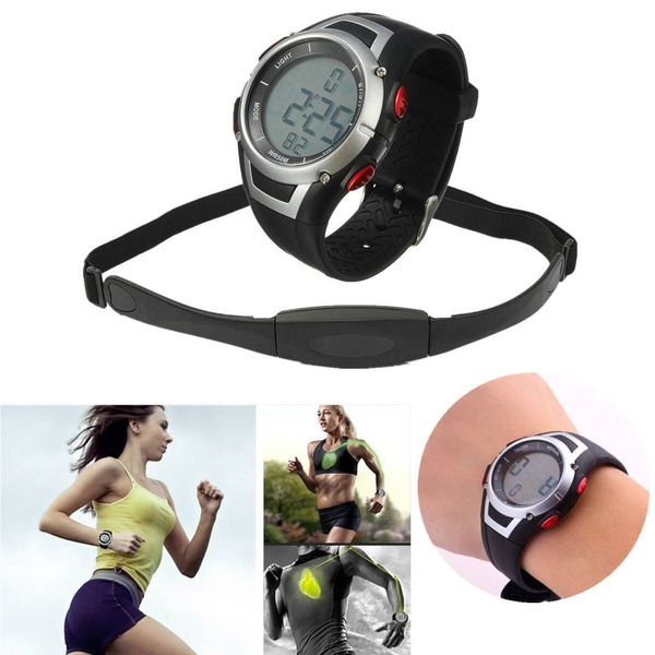 Sport Digital Watch Heart Rate Monitor With Wireless Chest Strap Belt ...