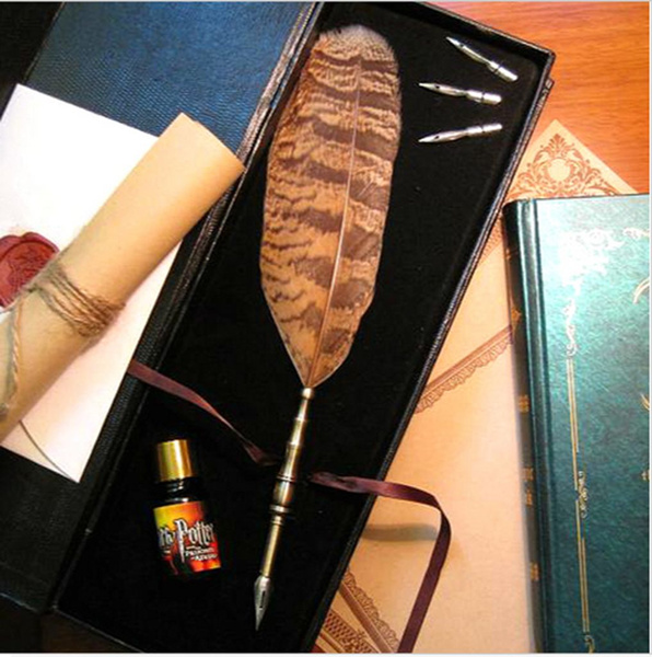 white goths calligraphy fountain pen dip feather vintage copper rods ...