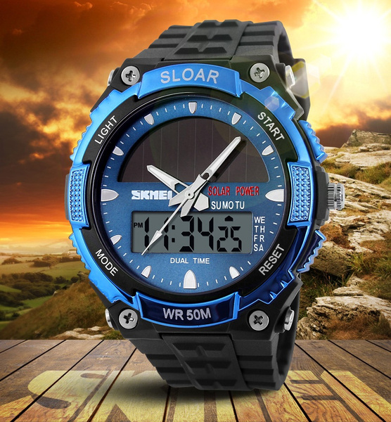 New SKMEI1049 Brand Solar Energy Men Sports Watches Military LED Watch ...