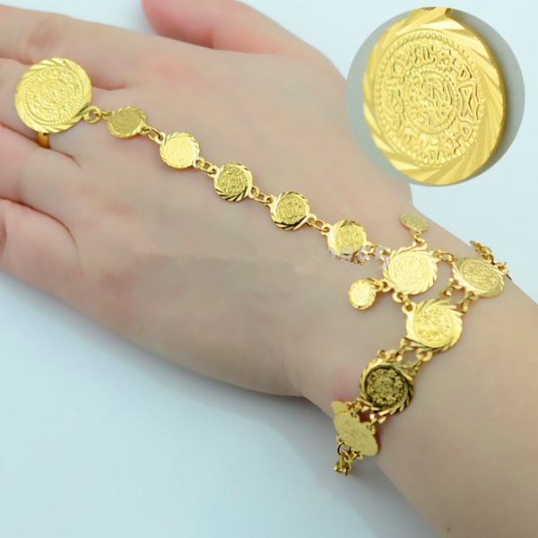 Bracelet Islamic Muslim Arab Coin Money Sign Women 18k Gold Plated ...
