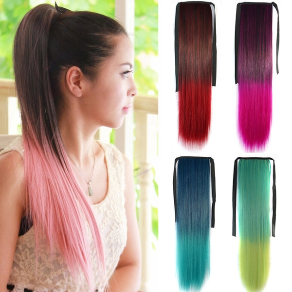 Colorful Women Ponytails Europe America Synthetic Hair Extensions ...