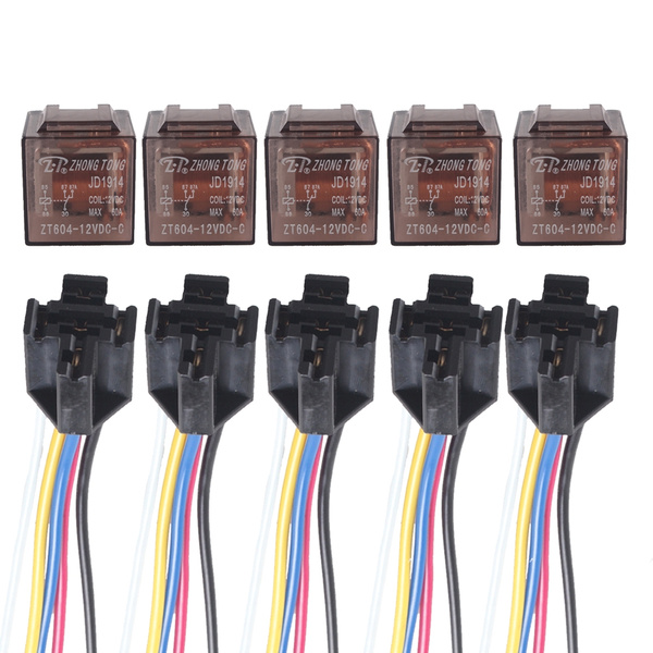 5 X Car Truck Auto 12V 60A 60 AMP SPDT Relay Relays 5 Pin 5P & Socket 5 ...