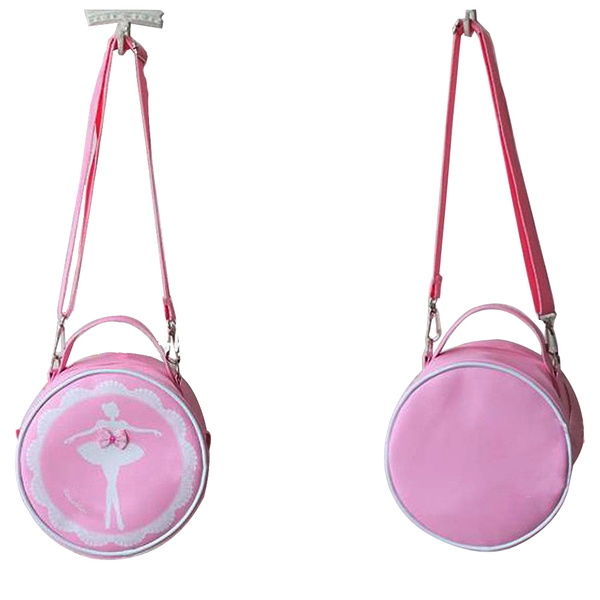 Girls Pink Shoulder Strap Tambourine Round Bag Ballet Dance School ...