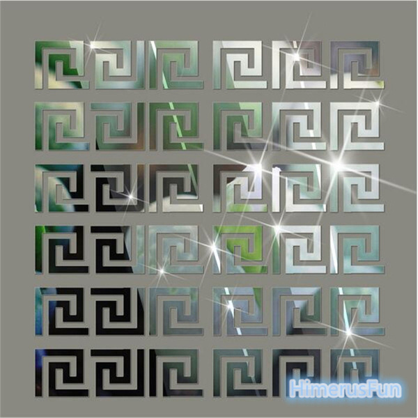 10 Pcs Mirror Stlye Silver Removable Decal Vinyl Art Wall Sticker Home ...