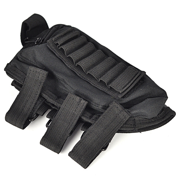 Tactical Rifle Butt Stock Cheek Rest Pack Shell Ammo Pouch Right Hand ...
