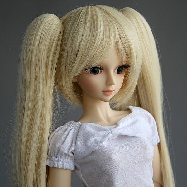 [wamami] Blonde Pigtail Snap-on Amphibious Wig For 1/3 SD DOD BJD Dollfie 8"-9" | Wish