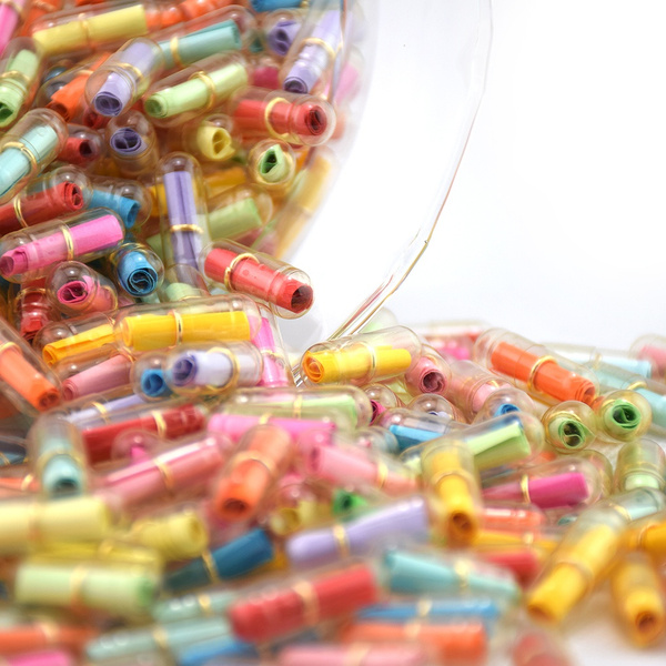 100Pcs Message in a Bottle Message Capsule Letter Cute Love Pill Full ...