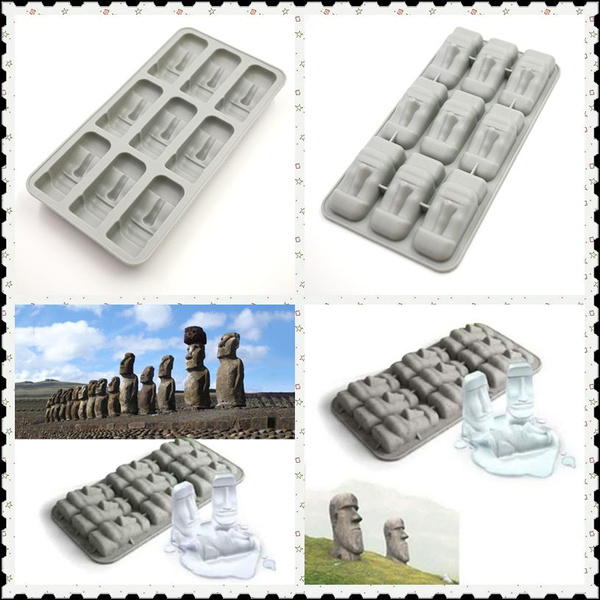 2015 New Easter Island Moai Stone Statues Ice Tray Ice Cubes DIY Mould ...