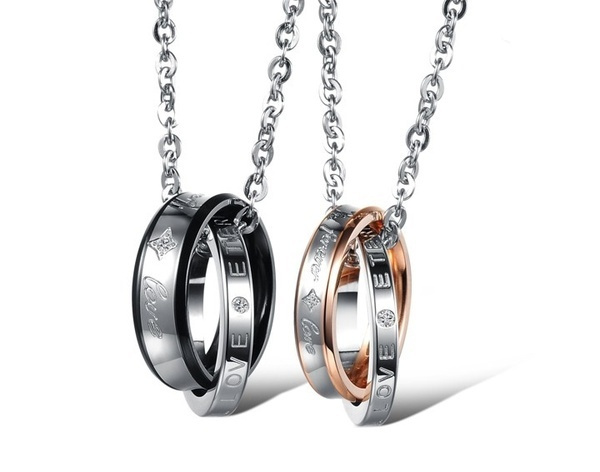 Couple "Forever Love" Double Ring Necklace Lover Promise Necklace One ...