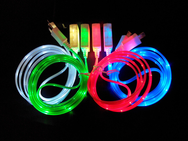 Glow Visible LED Light Up Micro USB 2.0 Charger Data Sync Charge Cable ...