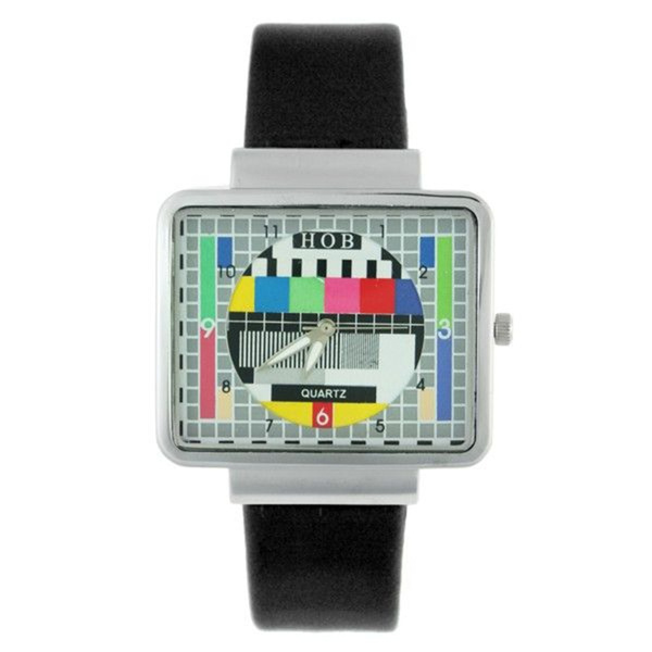 Cute HOB Television TV Test Pattern Dial Leather Band Wristwatch ...