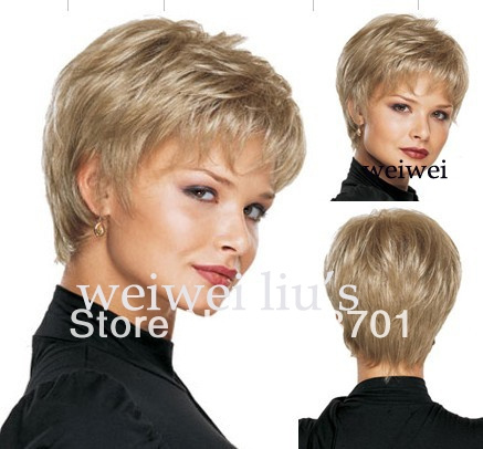 Women Nice short Natural Straight wig Stylish lady Blonde synthetic ...