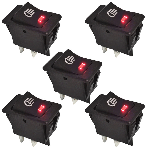 5 X Universal 12V Car Fog Light Rocker Switch Red LED Dash Dashboard | Wish
