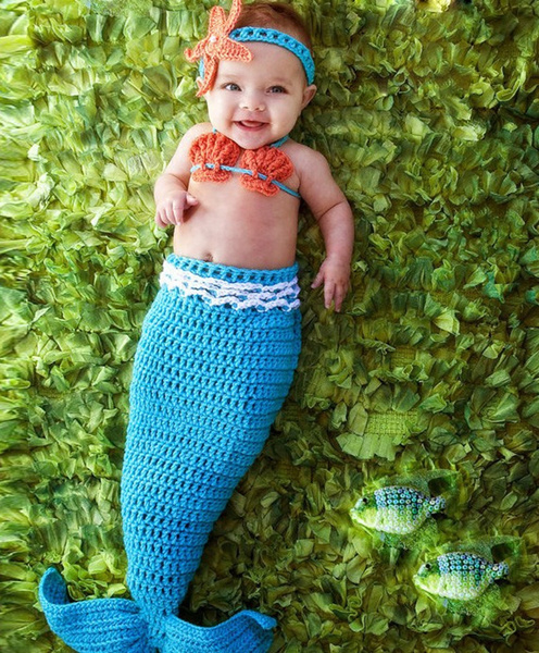 Newborn baby girls cute Adorable Mermaid Photo Prop Set Baby Girl ...