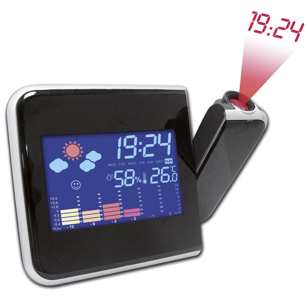 Black LCD Digital LED Projector Projection Alarm Clock Weather Station ...