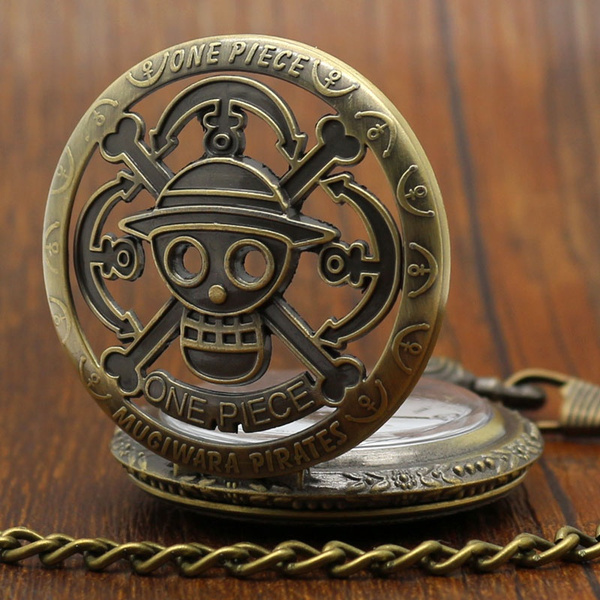 Bronze One Piece Mugiwara Pirates Skeleton Skull Pattern Big Quartz ...